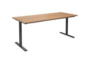 4061753263858 - Mehrzwecktisch DUO-T gerade Platte HxT 740 x 800 mm Breite 1800 mm Buche schwarz kaiserkraft