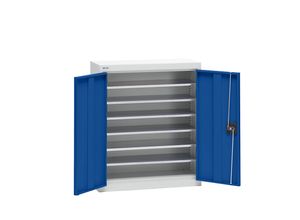 4061753278227 - eurokraft pro Materialschrank aus Stahlblech Höhe 780 mm lichtgrau RAL 7035   enzianblau RAL 5010 6 Böden