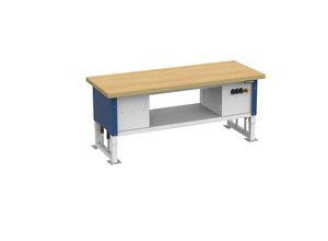 4024733016837 - Schwerlasttisch elektrisch höhenverstellbar Plattenbreite 2030 mm Flächentraglast 2000 kg enzianblau RAL 5010 kaiserkraft