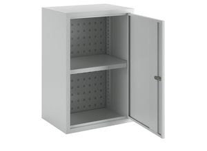 4055479002082 - Hängeschrank Höhe 600 mm mit Vollblechtür en Breite 400 mm gelochte Rückwand grau Pavoy