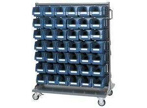 4061753286116 - Kleinteile-Lagerregal-Rollwagen ECO mit Sichtlagerkästen HxT 1335 x 550 mm kaiserkraft