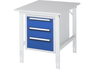 4040376425867 - Arbeitstisch mit Schubladenschrank Unterbau-Container mit 3 Schubladen 2 x 150 1 x 180 mm BxT 750 x 1000 mm M-Platte Stärke 22 mm kaiserkraft