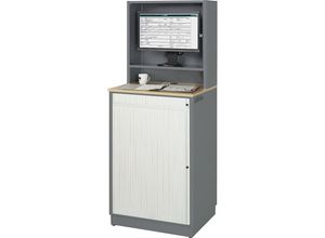 4040376855251 - Computer-Arbeitsplatz HxBxT 1810 x 720 x 660 mm mit Monitorgehäuse anthrazit-metallic   enzianblau RAU