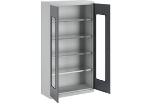 4061753275820 - eurokraft pro Materialschrank Tiefe 450 mm 4 Fachböden und Sichtfenstertüren Türen grau