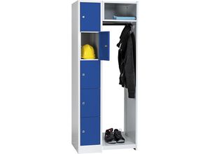 4250618216553 - Schließfachgarderoben-System 5 Fächer links 5 Kleiderbügel Gesamtbreite 750 mm Fachbreite 298 mm enzianblau