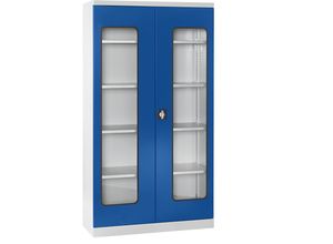 4061753275486 - eurokraft pro Materialschrank Tiefe 450 mm 4 Fachböden und Sichtfenstertüren Türen blau