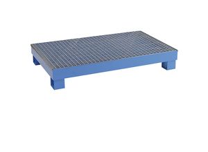 4061753035264 - eurokraft basic Auffangwanne für 60 l LxBxH 800 x 1300 x 205 mm ohne Zulassung blau pulverbeschichtet mit Gitterrost