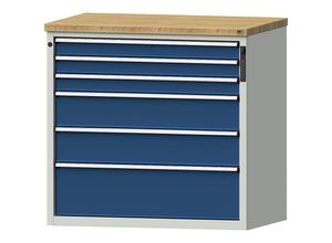 4014641800314 - Schubladenschrank elektronisches PIN-Schloss 6 Schubladen HxBxT 1020 x 1060 x 685 mm blau