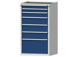 4014641058616 - Schubladenschrank BxT 760 x 675 mm Schubladentraglast 100 kg 7 Schubladen Höhe 1280 mm Front enzianblau ANKE