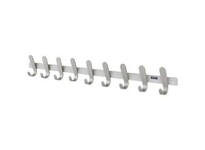 8713147454002 - eurokraft pro Garderobenleiste 9 Mantelhaken HxBxT 130 x 1080 x 60 mm VE 1 Stück Hakenfarbe Silber