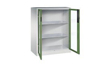 4064615242626 - Sichtfenster-Flügeltürschrank HxBxT 1200 x 930 x 500 mm 2 Fachböden lichtgrau   resedagrün C+P