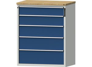 4014641805821 - Schubladenschrank NFC-Schloss 5 Schubladen HxBxT 1320 x 1065 x 685 mm blau
