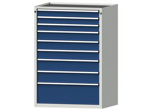 4014641058913 - Schubladenschrank BxT 910 x 675 mm Schubladentraglast 100 kg 9 Schubladen Höhe 1280 mm Front enzianblau ANKE