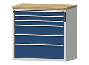 4014641805883 - Schubladenschrank NFC-Schloss 6 Schubladen HxBxT 1020 x 1065 x 685 mm blau