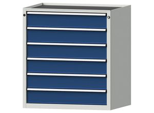 4014641058654 - Schubladenschrank BxT 910 x 675 mm Schubladentraglast 100 kg 6 Schubladen Höhe 980 mm Front enzianblau ANKE