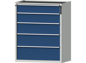 4014641800246 - Schubladenschrank elektronisches PIN-Schloss 5 Schubladen HxBxT 1280 x 1060 x 675 mm blau