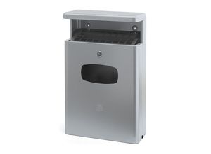8713631024247 - Wandabfallsammler mit Ascher Volumen 16 l BxHxT 400 x 650 x 190 mm grau kaiserkraft