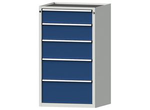 4014641058579 - Schubladenschrank BxT 760 x 675 mm Schubladentraglast 100 kg 5 Schubladen Höhe 1280 mm Front enzianblau ANKE