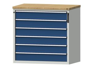 4014641805784 - Schubladenschrank NFC-Schloss 6 x 150 mm Schubladen HxBxT 1020 x 1065 x 685 mm blau