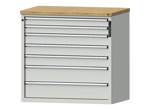 4014641817466 - Schubladenschrank elektronisches PIN-Schloss 7 Schubladen HxBxT 1020 x 1060 x 685 mm grau