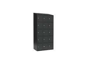 7042424830941 - 5er-Schließfachschrank Fydor 3 Abteile grau B 900 mm 3 Abteile schräge Dachform Vorhängeschloss kaiserkraft