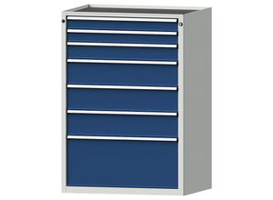 4014641058975 - Schubladenschrank BxT 910 x 675 mm Schubladentraglast 100 kg 7 Schubladen Höhe 1280 mm Front enzianblau ANKE