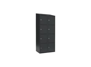 7042424831061 - 4er-Schließfachschrank Fydor 2 Abteile grau B 800 mm 2 Abteile schräge Dachform Vorhängeschloss kaiserkraft