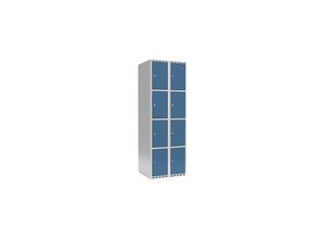 7042424816891 - 4er-Schließfachschrank Fydor 2 Abteile lichtgrau   brillantblau B 600 mm 2 Abteile flache Dachform Zylinderschloss kaiserkraft