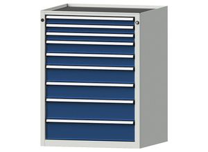 4014641058418 - Schubladenschrank BxT 760 x 675 mm Schubladentraglast 100 kg 9 Schubladen Höhe 980 mm Front enzianblau ANKE