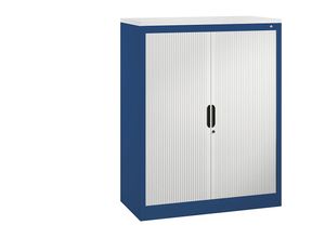 4059096870154 - Rollladenschrank mit Horizontal-Jalousie HxBxT 1230 x 1000 x 420 mm 2 Fachböden 3 Ordnerhöhen enzianblau   lichtgrau C+P