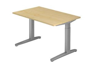 4032062167359 - eurokraft pro ANNY - Schreibtisch mit C-Fußgestell höhenverstellbar 650 - 850 mm Breite 1200 mm Ahorn-Dekor   weißaluminium