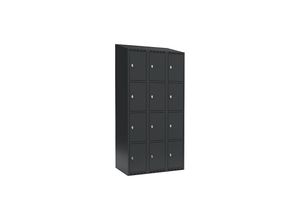 7042424830910 - 4er-Schließfachschrank Fydor 3 Abteile grau B 900 mm 3 Abteile schräge Dachform Vorhängeschloss kaiserkraft
