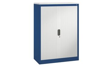 4059096870123 - Rollladenschrank mit Horizontal-Jalousie HxBxT 1345 x 1000 x 420 mm 3 Fachböden 35 Ordnerhöhen enzianblau   lichtgrau C+P
