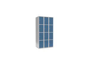 7042424852929 - 4er-Schließfachschrank Fydor 3 Abteile lichtgrau   brillantblau B 900 mm 3 Abteile flache Dachform Zylinderschloss kaiserkraft