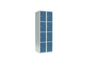 7042423799362 - 4er-Schließfachschrank Fydor 2 Abteile lichtgrau   brillantblau B 600 mm 2 Abteile flache Dachform Vorhängeschloss kaiserkraft