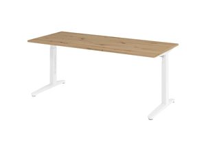 4032062191484 - eurokraft pro ANNY - Schreibtisch mit C-Fußgestell höhenverstellbar 650 - 850 mm Breite 1800 mm Asteiche   weiß