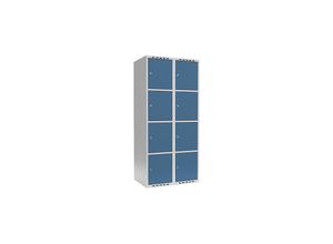 7042423392792 - 4er-Schließfachschrank Fydor 2 Abteile lichtgrau   brillantblau B 800 mm 2 Abteile flache Dachform Zylinderschloss kaiserkraft