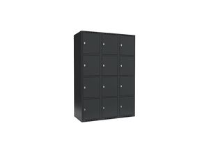 7042424833157 - 4er-Schließfachschrank Fydor 3 Abteile grau B 1200 mm 3 Abteile flache Dachform Vorhängeschloss kaiserkraft