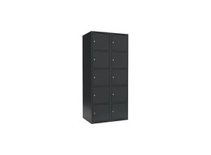 7042424853292 - 5er-Schließfachschrank Fydor 2 Abteile grau B 800 mm 2 Abteile flache Dachform Zylinderschloss kaiserkraft