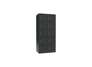 7042424833089 - 5er-Schließfachschrank Fydor 2 Abteile grau B 800 mm 2 Abteile flache Dachform Vorhängeschloss kaiserkraft