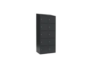 7042424847079 - 5er-Schließfachschrank Fydor 2 Abteile grau B 800 mm 2 Abteile schräge Dachform Zylinderschloss kaiserkraft