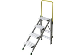 8028406106975 - Klapptreppe aus Leichtmetall mit Sicherheitsbügel 4 Stufen kaiserkraft