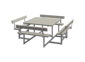 5703393738639 - Gruppensitzbank für 8 Personen LxT 2240 x 2240 mm mit 4 Rückenlehnen graubraun kaiserkraft