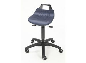 4260257711746 - Arbeitshocker mit Gasfeder-Höhenverstellung mit Rollen Sitzfläche aus blauem PU-Schaum kaiserkraft