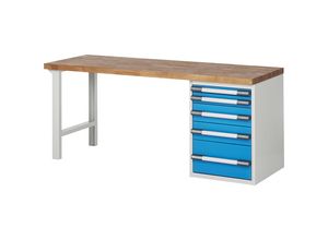 4061753037497 - eurokraft pro Werkbank Baukastensystem Serie 7000 5 Schubladen BxT 2000 x 700 mm