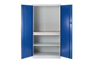 4061753283856 - Werkzeugschrank mit Lochprägung 1 Schublade 1 Fachboden 1 Arbeitsplatte Türen enzianblau kaiserkraft