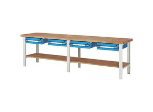 4061753037312 - eurokraft pro Werkbank Baukastensystem Serie 7000 4 Hängeschubladen 1 Ablageboden BxT 3000 x 700 mm
