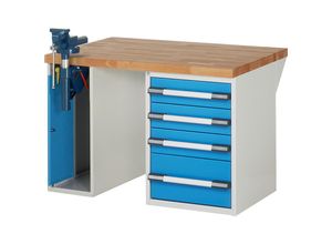 4061753037541 - eurokraft pro Werkbank Baukastensystem Serie 7000 1 Schrank 1 Standcontainer je 4 Schubladen BxT 1250 x 900 mm