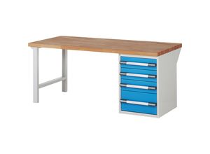 4061753037428 - eurokraft pro Werkbank Baukastensystem Serie 7000 4 Schubladen BxT 2000 x 900 mm