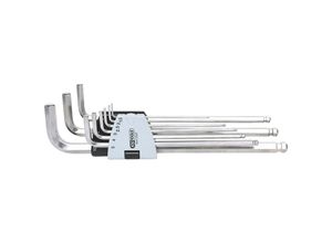 4042146569849 - Edelstahl-Winkelstiftschlüssel-Satz XL Innensechskant mit Kugelkopf 9 Teile KS Tools